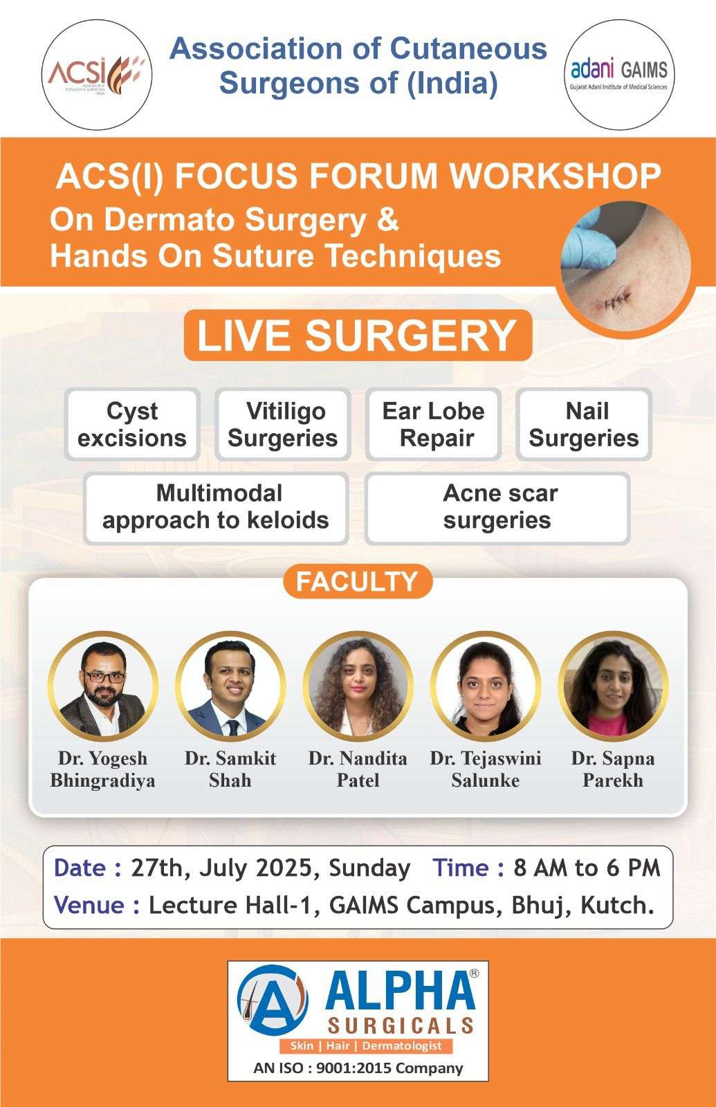 Alpha Surgicals ACSI Workshop: Live Dermato Surgery July 2025 - Alpha Surgicals